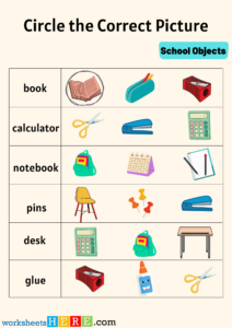 Circle Correct School Object Activity Worksheets for Kindergarten ...