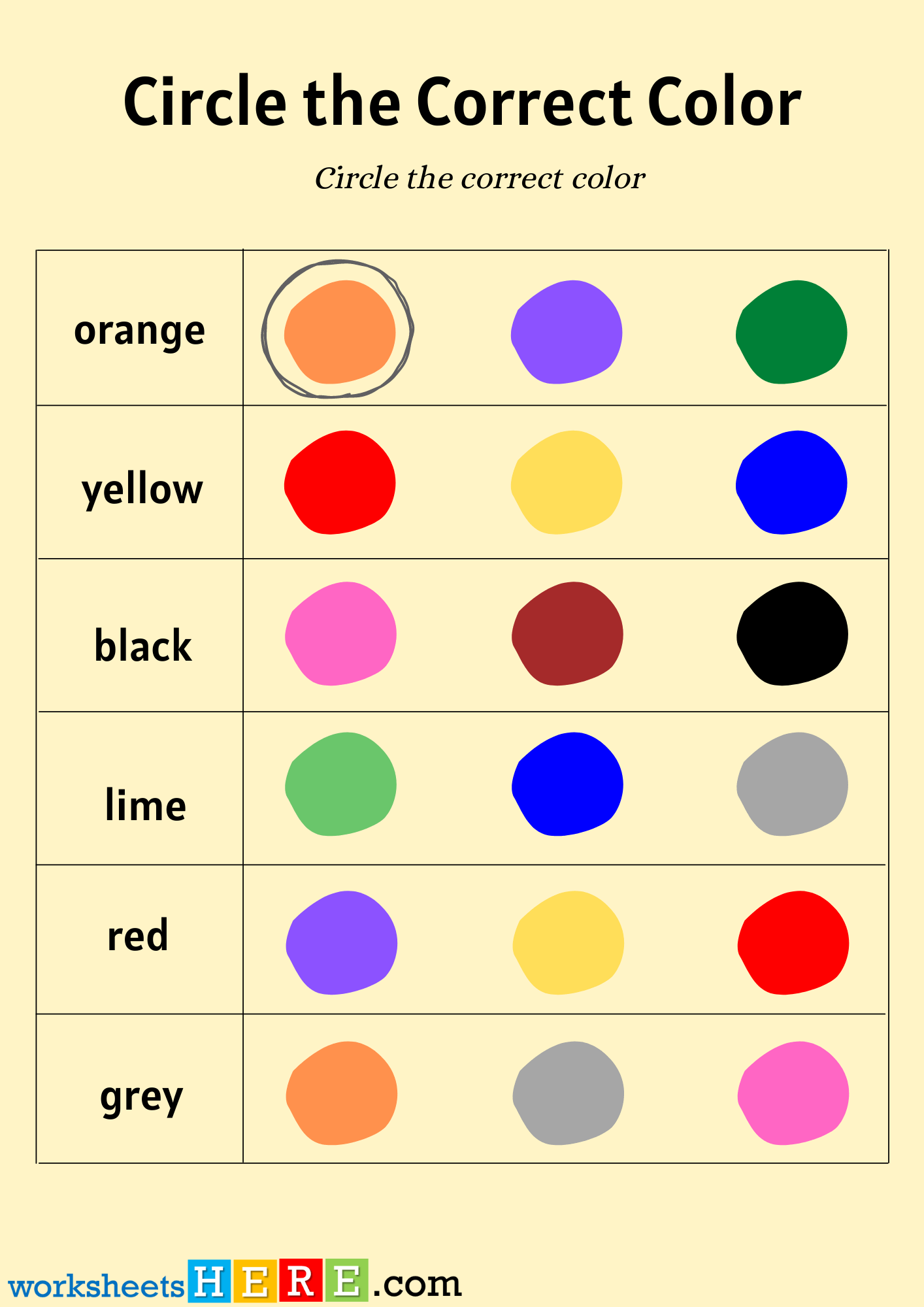 Circle The Correct Color Activity Worksheets For Kindergarten Kids Circle The Correct Color Activity Worksheets For Kindergarten Kids