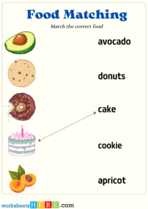 Food Matching with Pictures Activity For Preschool Kids Worksheets Pdf ...