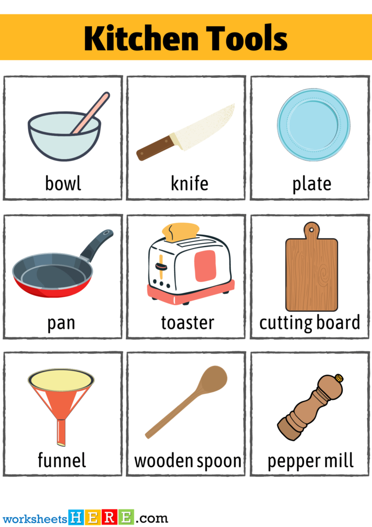 Kitchen Tools Flashcards, +200 Kitchen Tools Words Names with Pictures ...