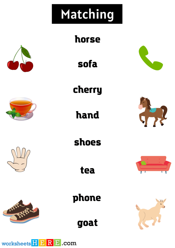 Object Matching Activity For Kids Pdf Worksheet - WorksheetsHere.com