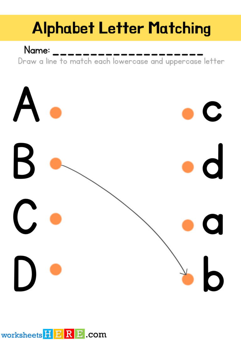 Alphabet Letter Matching Lowercase and Uppercase PDF Worksheet For ...