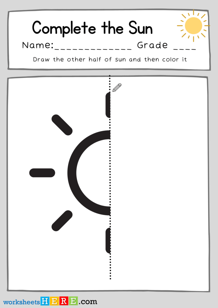 Complete The Sun, Drawing Skills Activity PDF Worksheets For ...