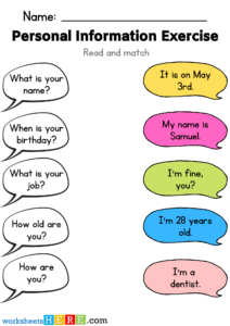 Personal Information Exercise, Personal Information Question and ...