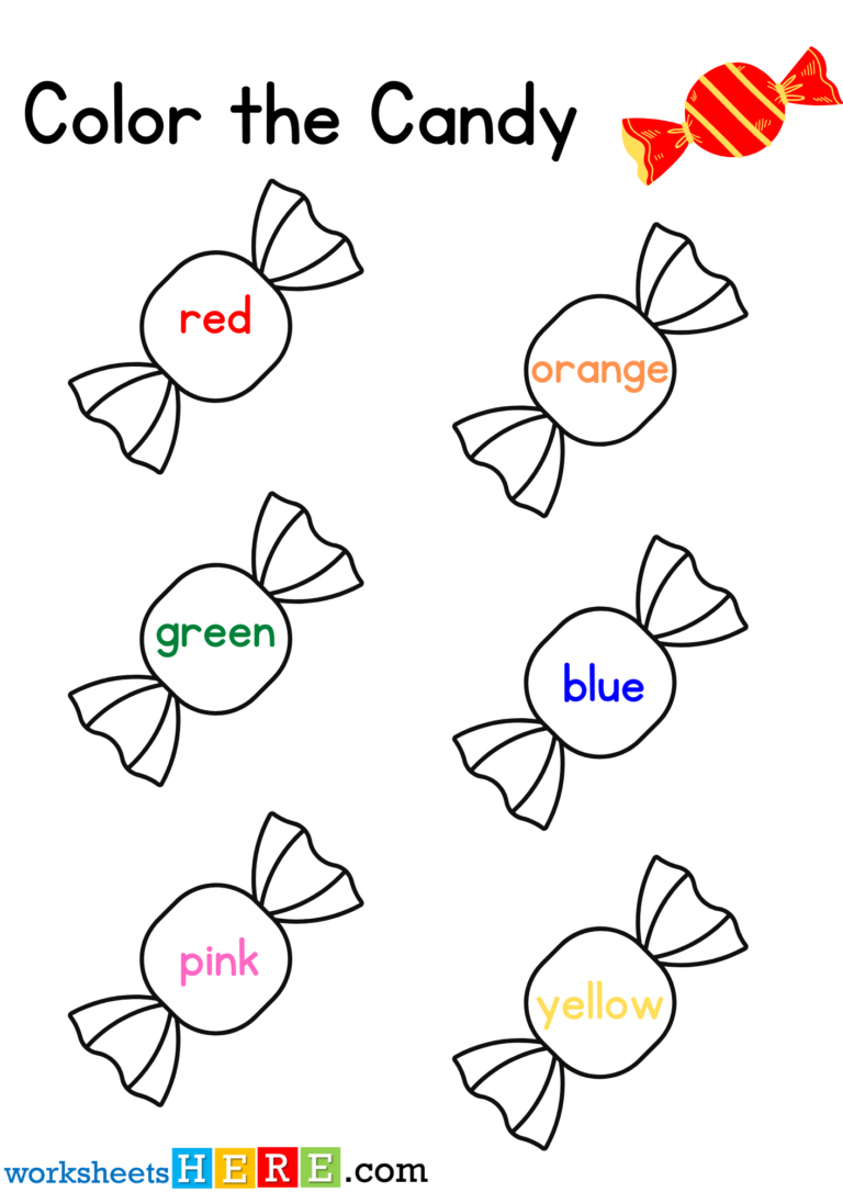 Read Words and Color Candy Pdf Worksheets For Kindergarten ...