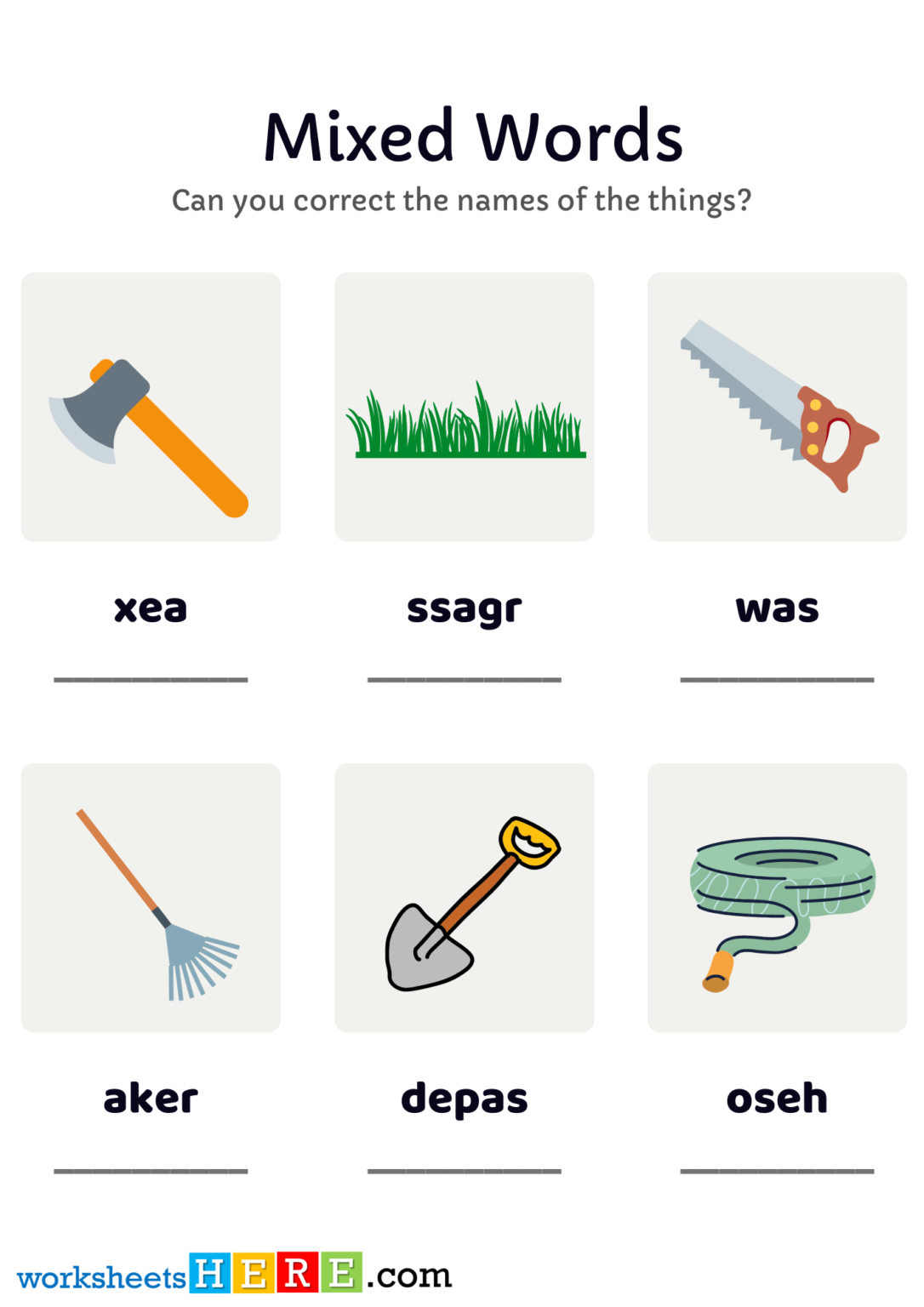Scramble Word Find Pdf Worksheets with Pictures, Unscramble Words with ...