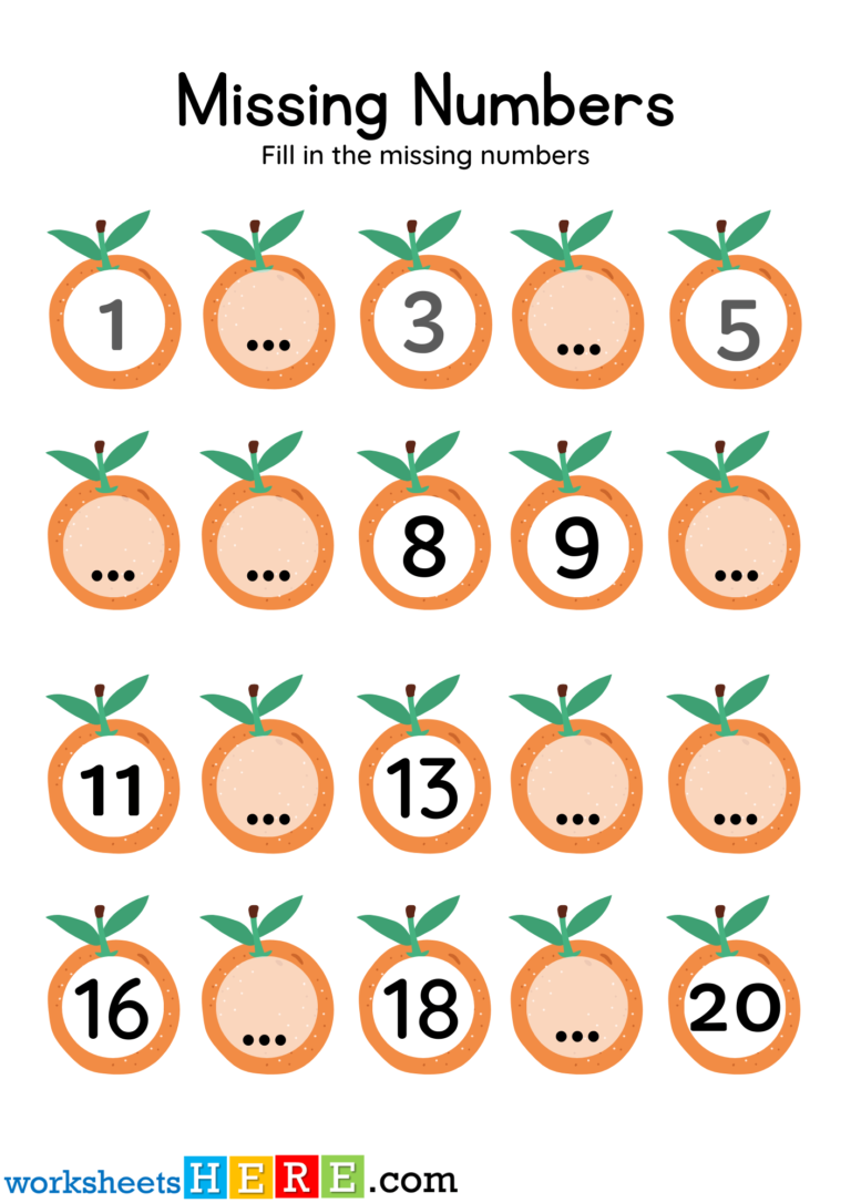Write Missing Numbers, Count Oranges and Write Worksheets For ...