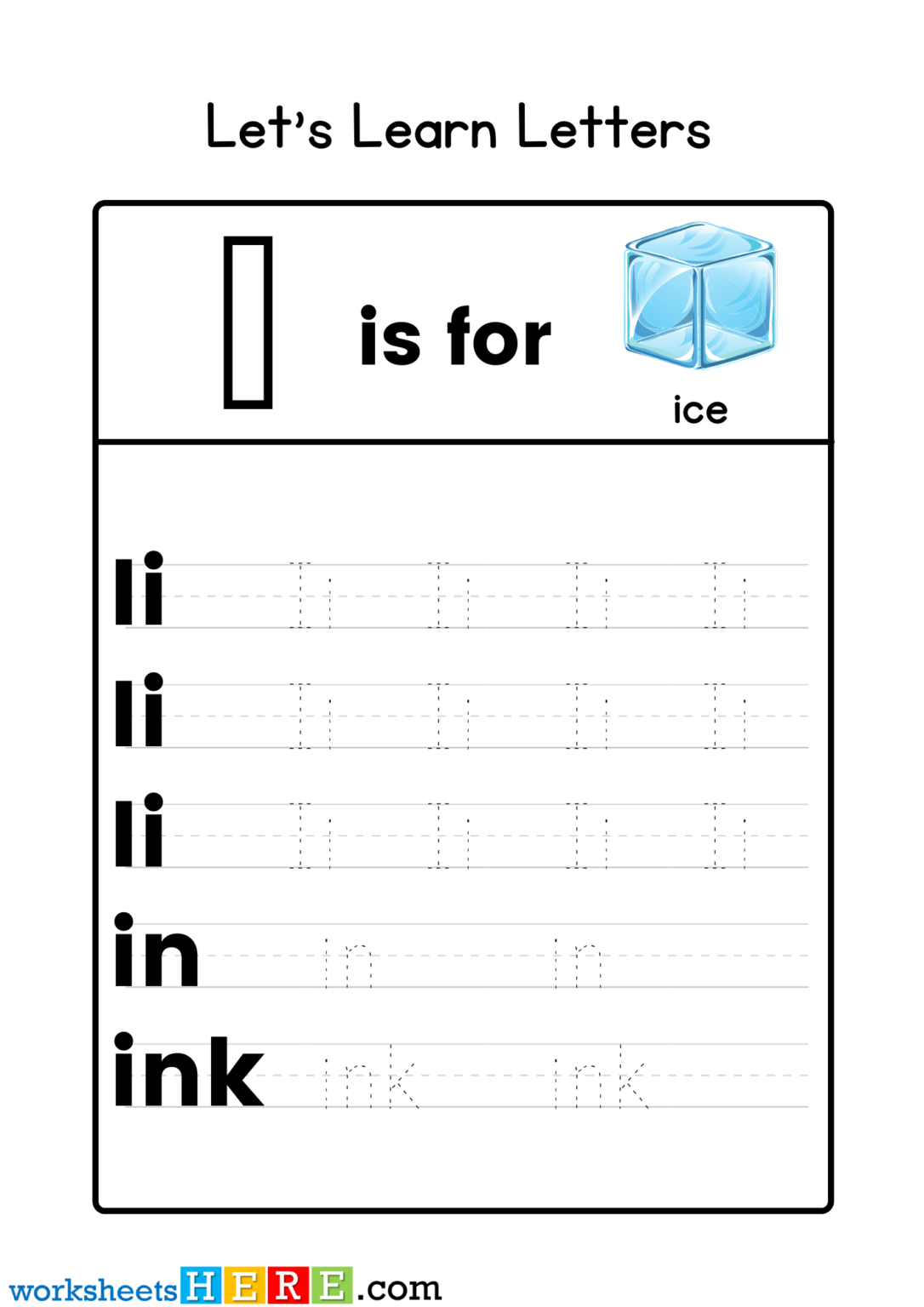 Learn Letters, Letter I Tracing Activity PDF Worksheet for Kindergarten ...