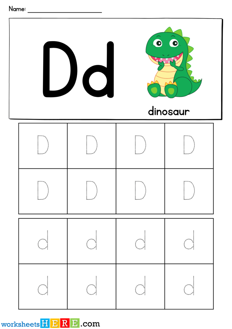 Letter D Tracing Printable PDF Worksheet For Kindergarten Students ...