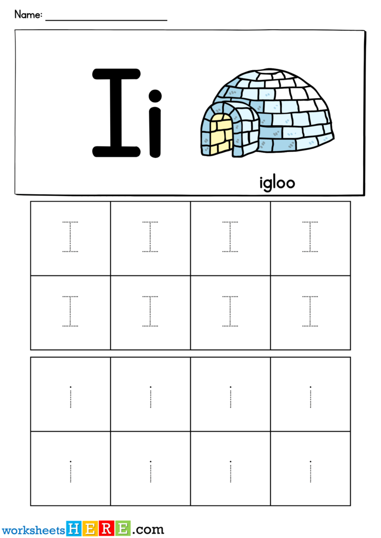 Letter I Tracing Printable PDF Worksheet For Kindergarten Students ...