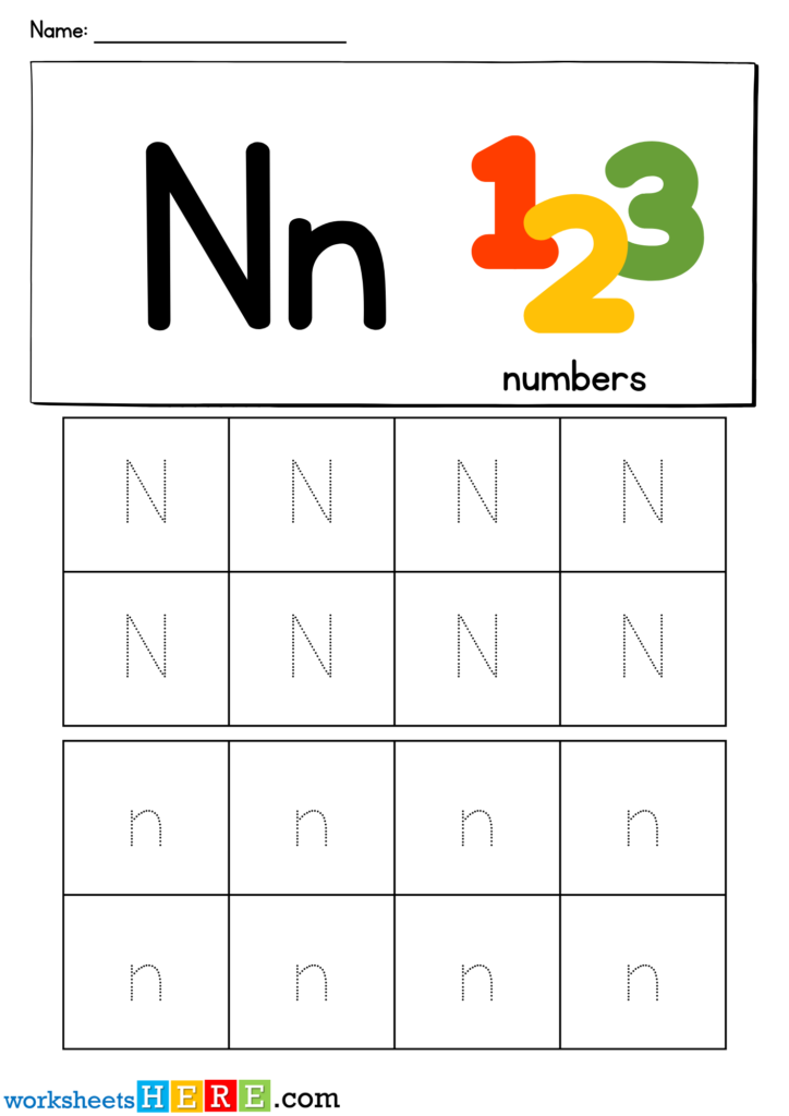 Letter N Tracing Printable PDF Worksheet For Kindergarten Students ...