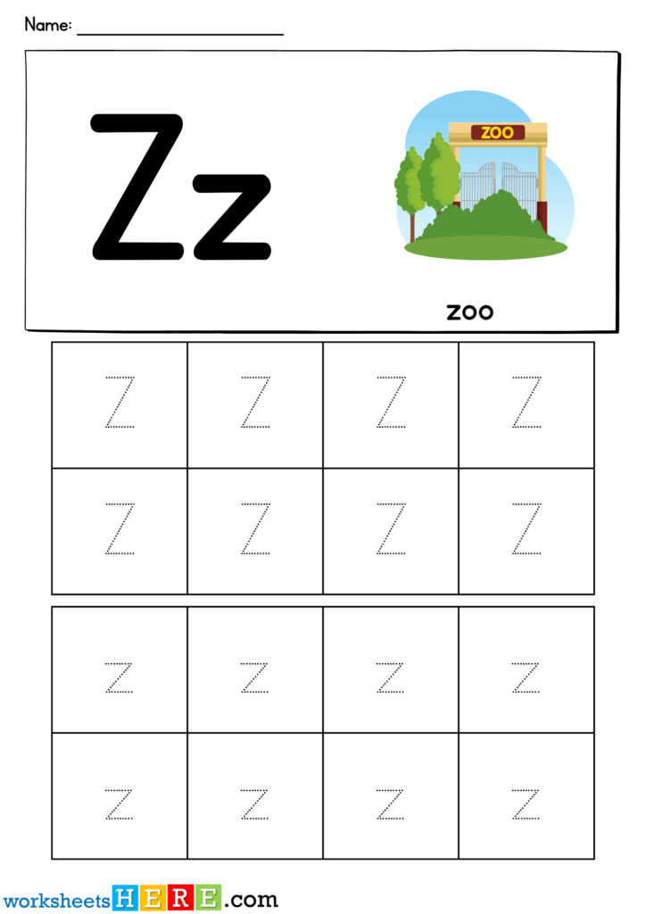 Letter Z Tracing Printable PDF Worksheet For Kindergarten Students ...