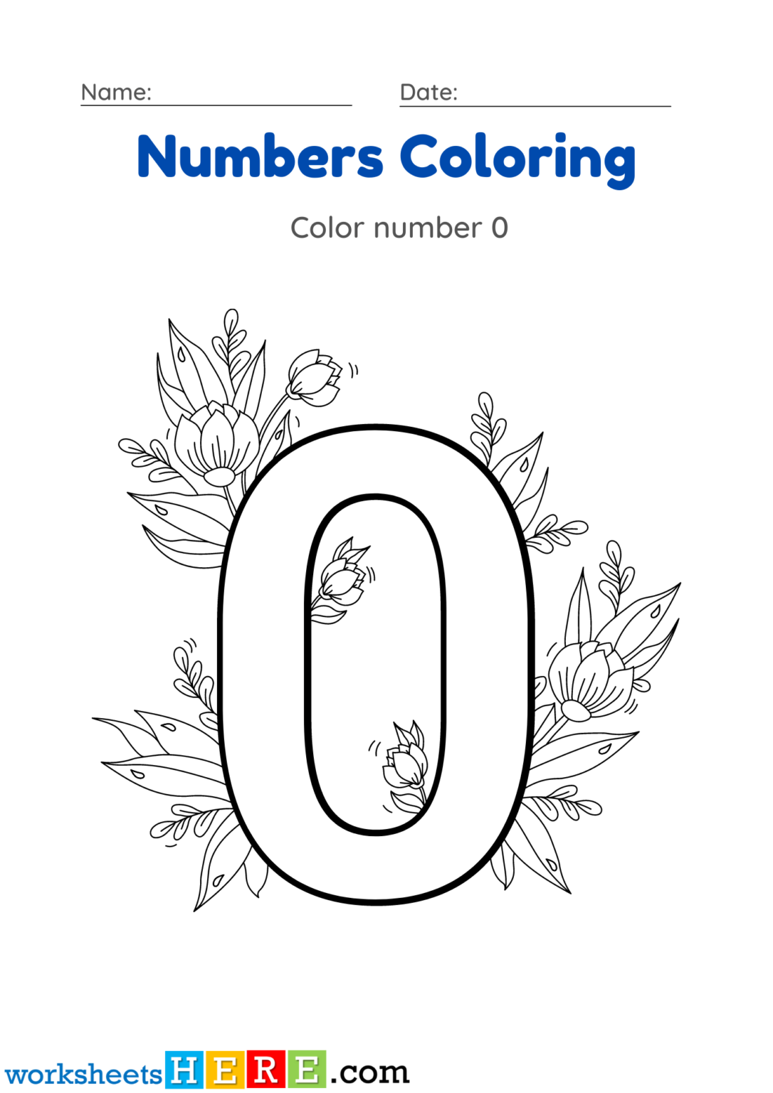 Numbers Coloring Activity, Color Number 0 PDF Worksheet For ...