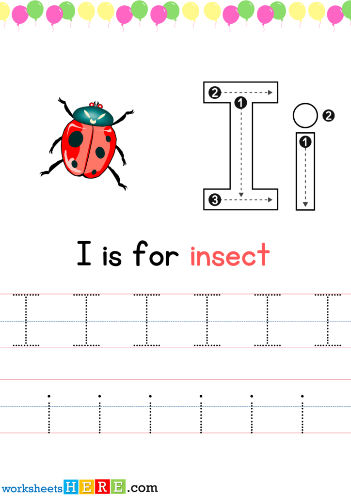 Tracing Letter I Uppercase and Lowercase PDF Worksheet For Kindergarten ...