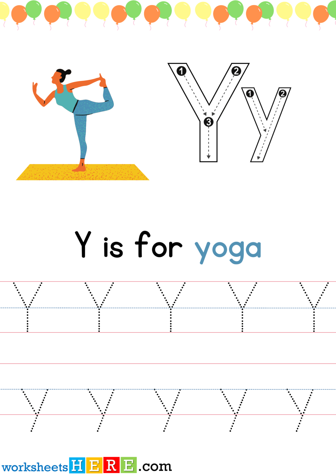 Tracing Letter Y Uppercase and Lowercase PDF Worksheet For Kindergarten ...