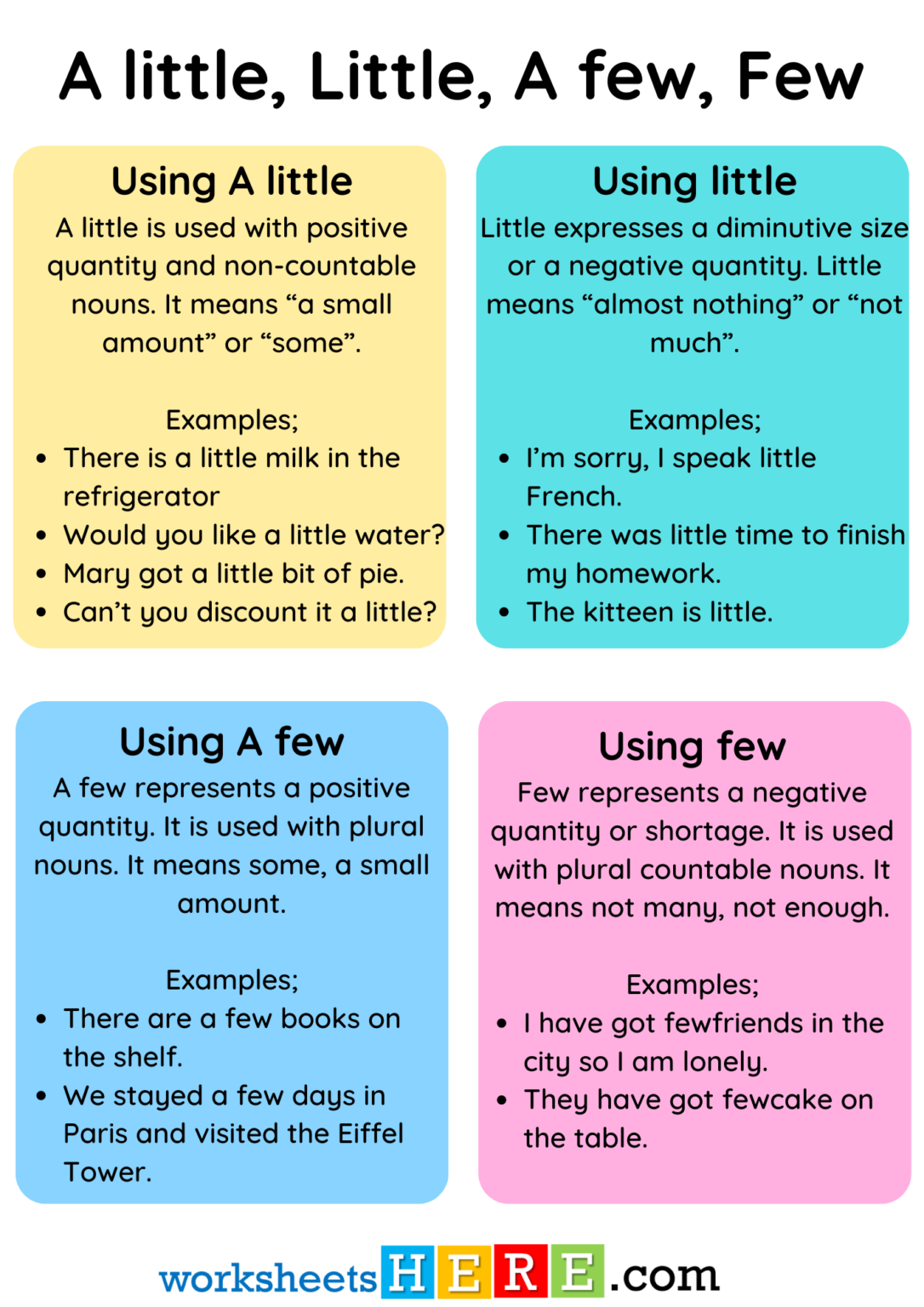 Using A Little Little A Few Few Definition And Example Sentences Using A Little Little A Few Few Definition And Example Sentences