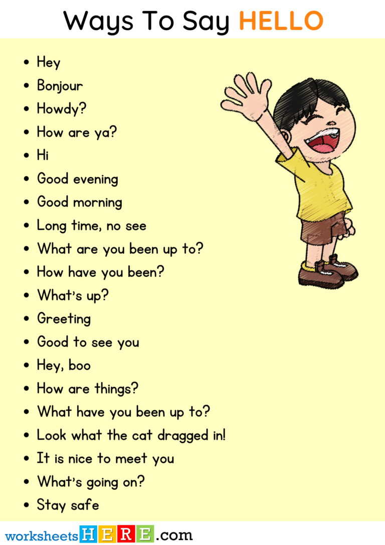 Ways To Say HELLO in Speaking PDF Worksheets - WorksheetsHere.com