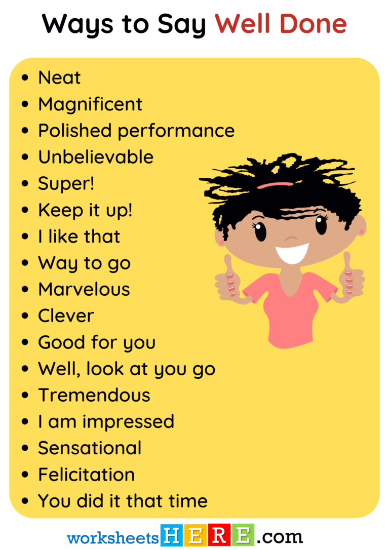 Ways to Say Well Done in Speaking PDF Worksheet For Kids and Students ...