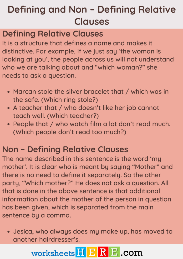 Defining and Non-Defining Relative Clauses Definition, Example ...